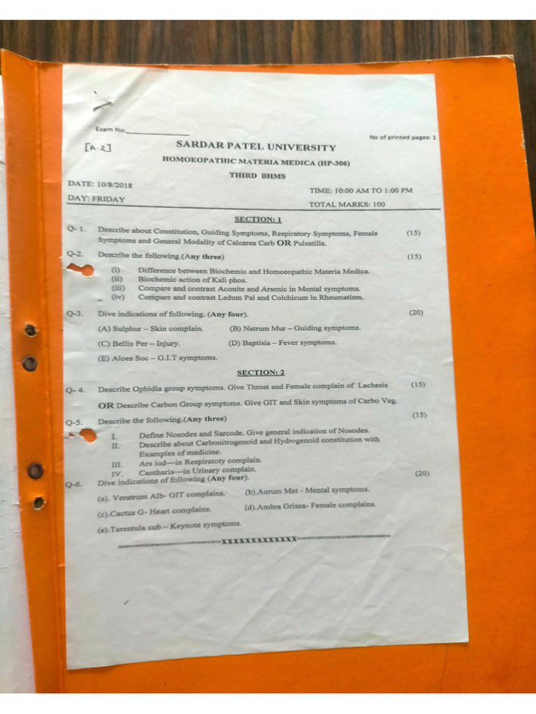 3rd BHMS Papers-1 | PDF