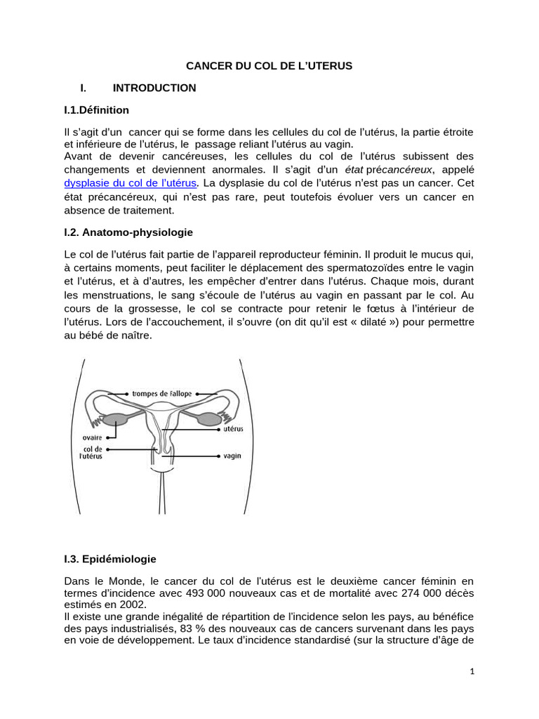 Comprendre le cancer du col de l'utérus | PDF | Cancer du col utérin ...
