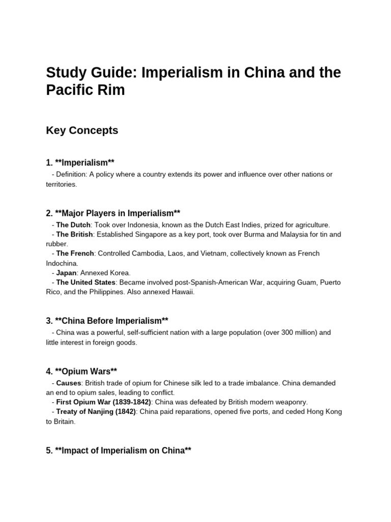 Copy of Imperialism in Asia Study Guide | PDF | China | World Politics