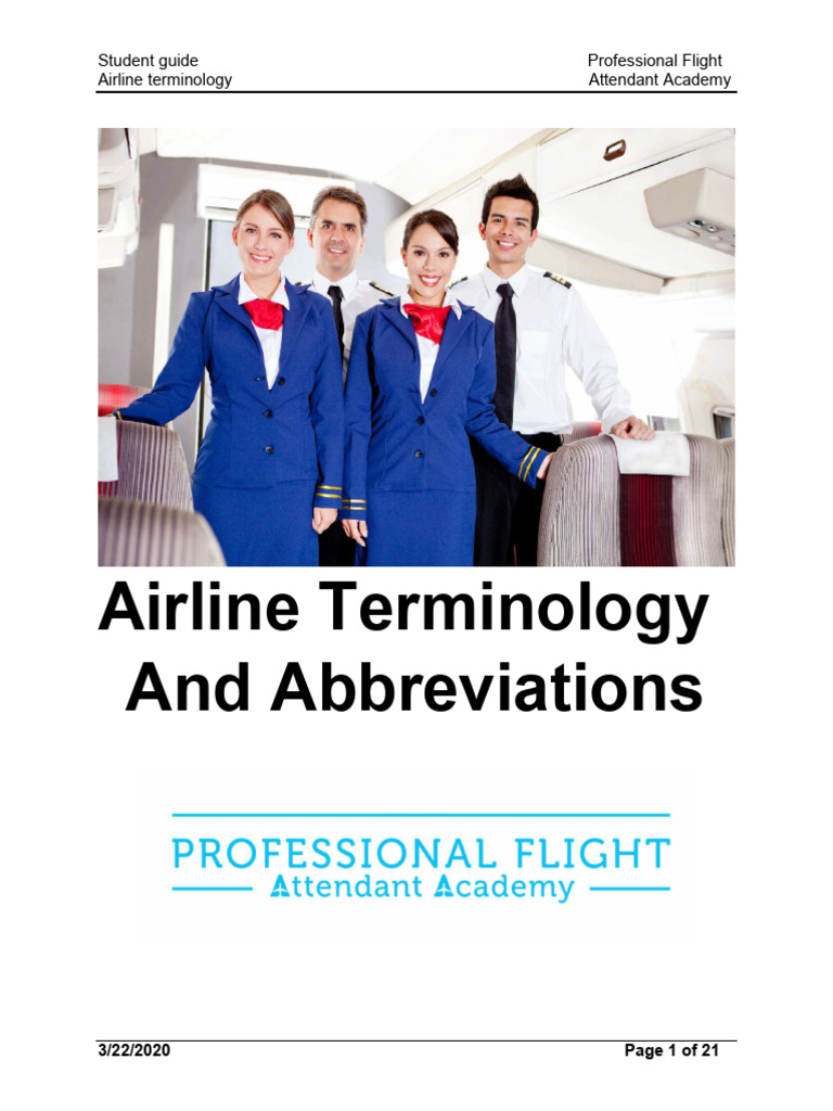Flight Attendant Terminology Guide | PDF | Airport | Aircraft