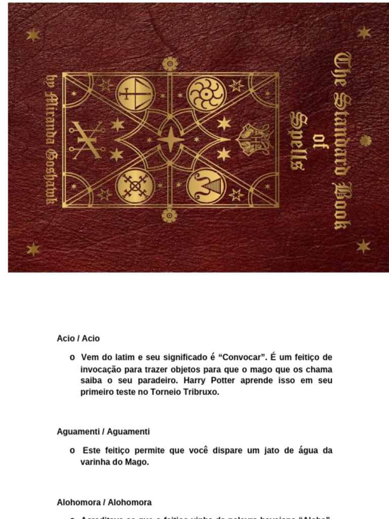 Feitiços Mágicos de Harry Potter | PDF | Harry Potter