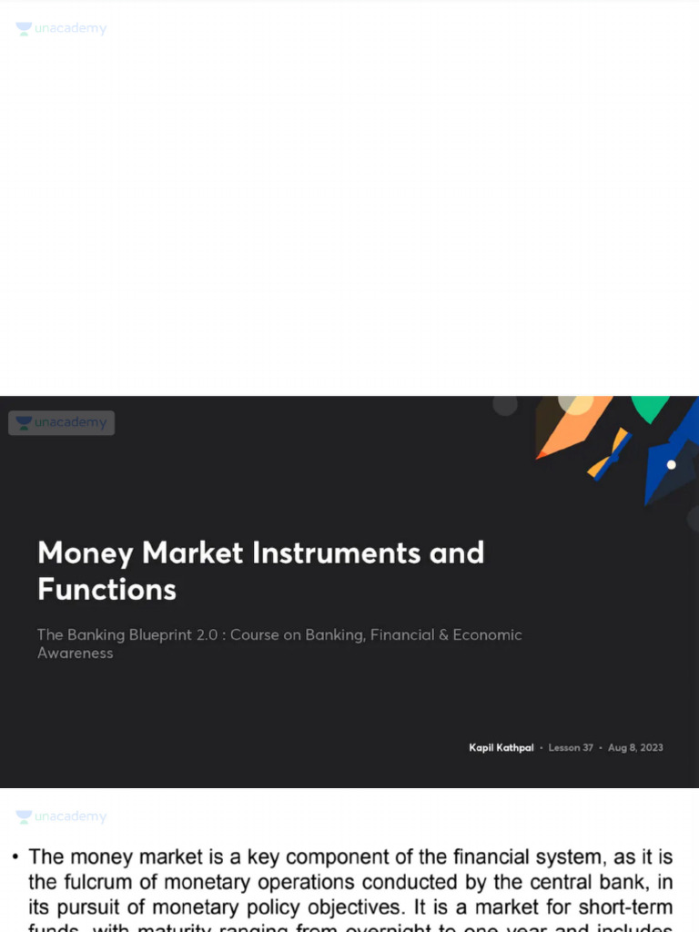 Money Market Instruments and Functions With Anno | PDF