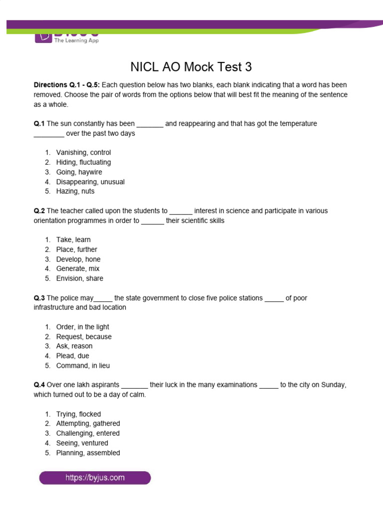 NICL AO Mock Test 3 | PDF | Aviation | Airlines