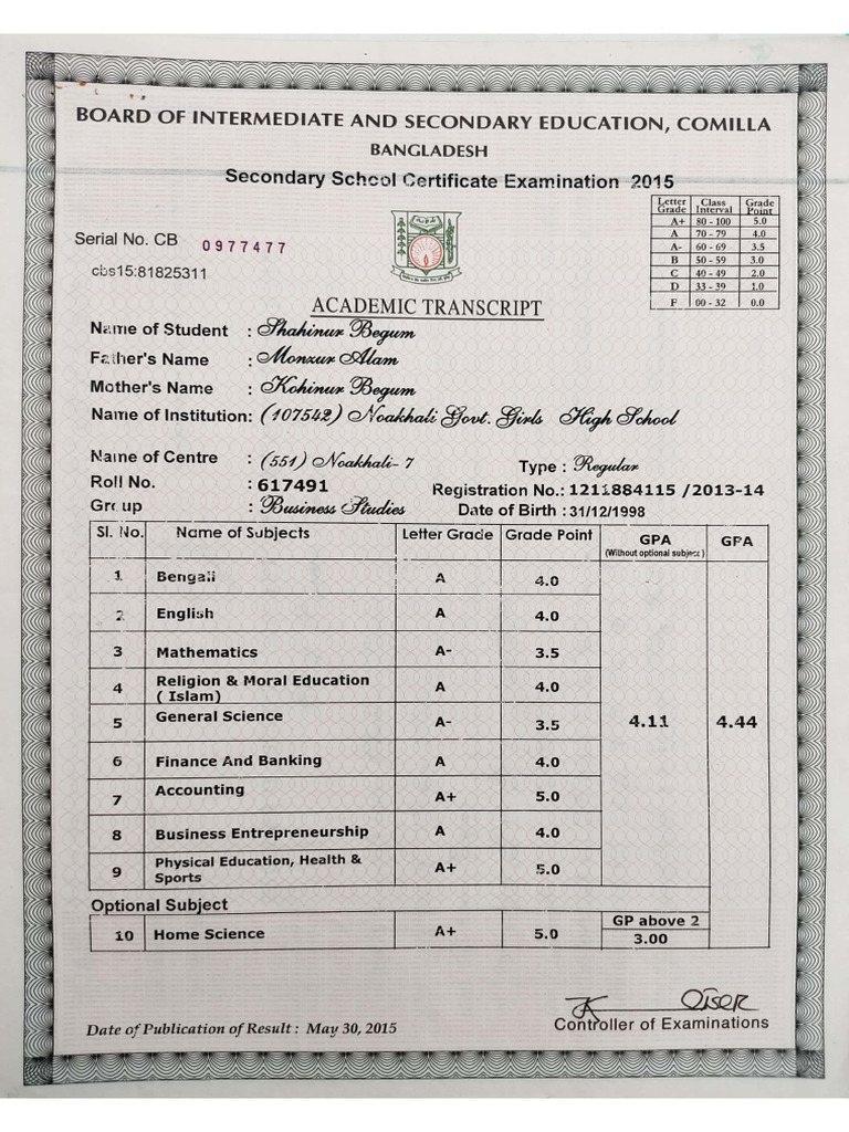 SSC Transcript | PDF