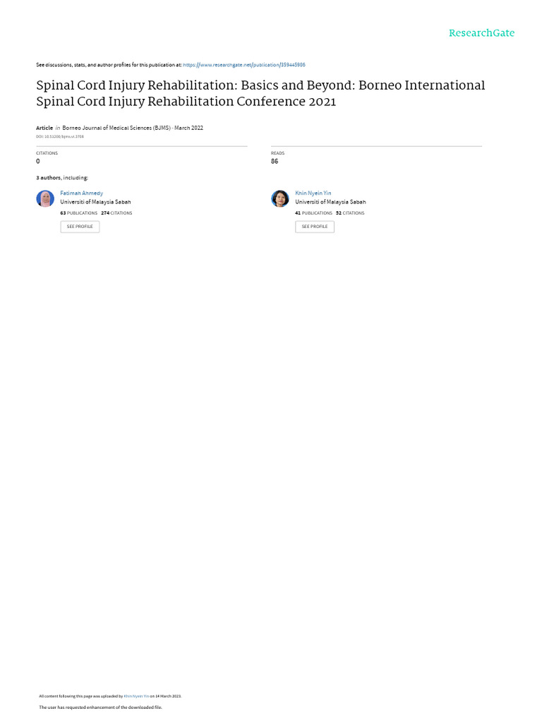 Spinal Cord Injury Rehabilitation Basics and Beyon | PDF | Spinal Cord Injury | Clinical Medicine