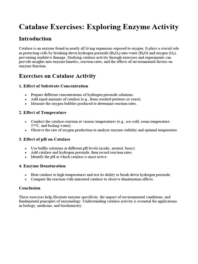 Catalase Exercises | PDF