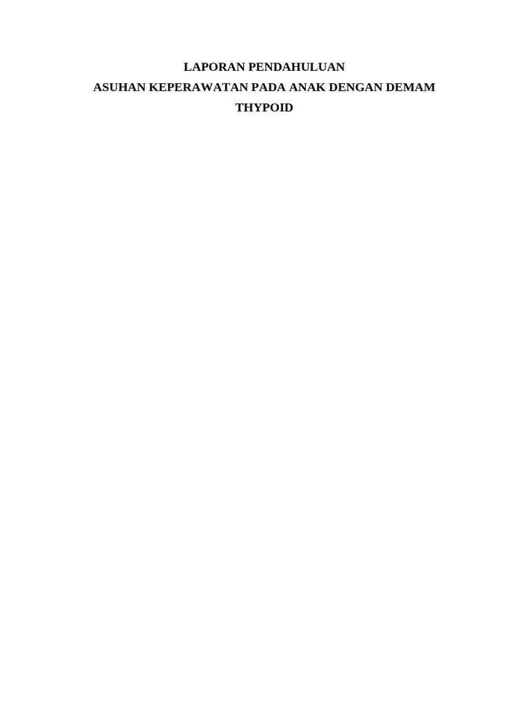 Asuhan Keperawatan Demam Typhoid Anak | PDF