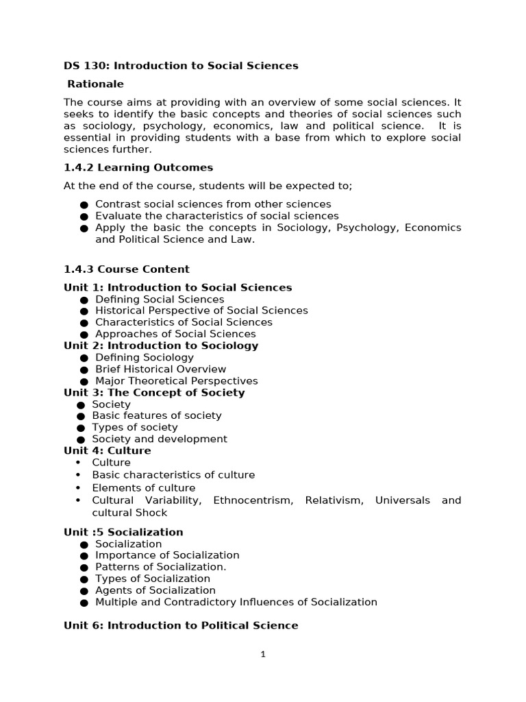 DS 130 Introduction To Social Sciences-1 | PDF | Social Sciences | Science