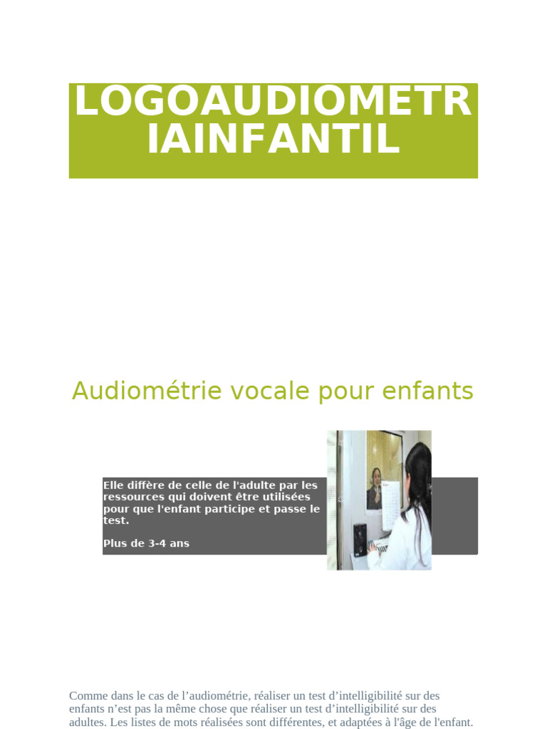 Audiométrie Pédiatrique | PDF