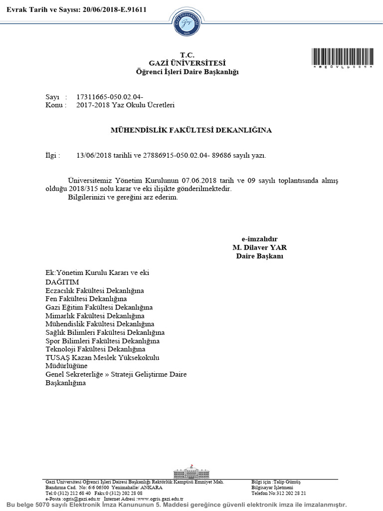 Yaz Okulu Ucretleri | PDF