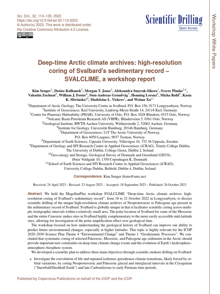Deep-time Arctic climate archives: high-resolution coring of Svalbard's ...