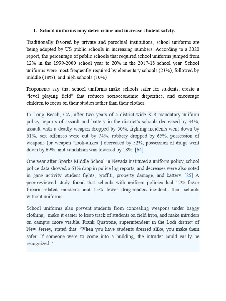 Why Should We Wear Uniforms - Debate Pointification | PDF