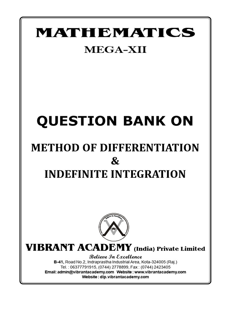 Differentiation and Indefinite Integration 12th (Final) (MOD) - Page-18 | PDF | Mathematical ...