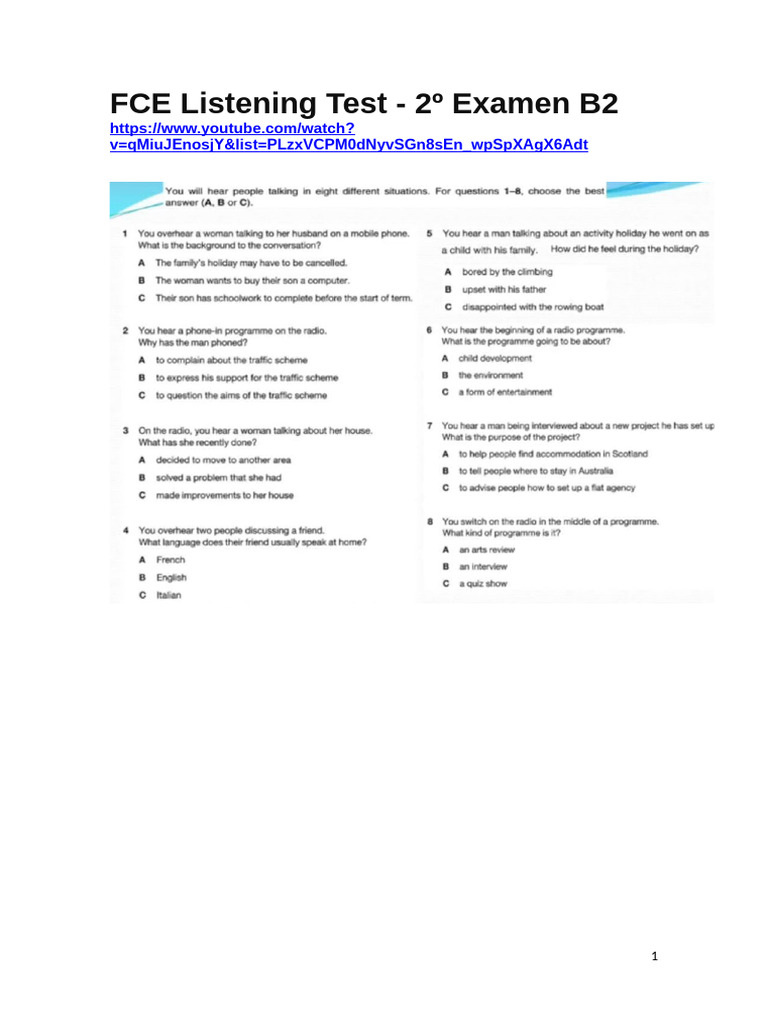 FCE Listening Test 2 b2 | PDF