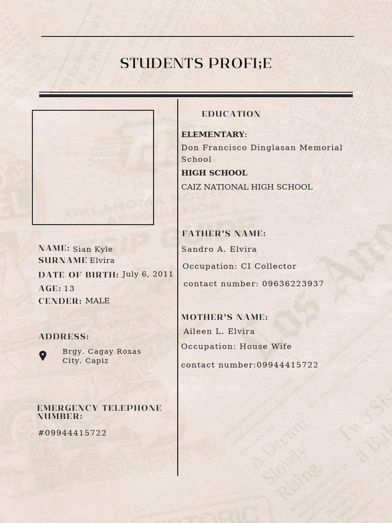 Black Vintage Student CV Resume | PDF