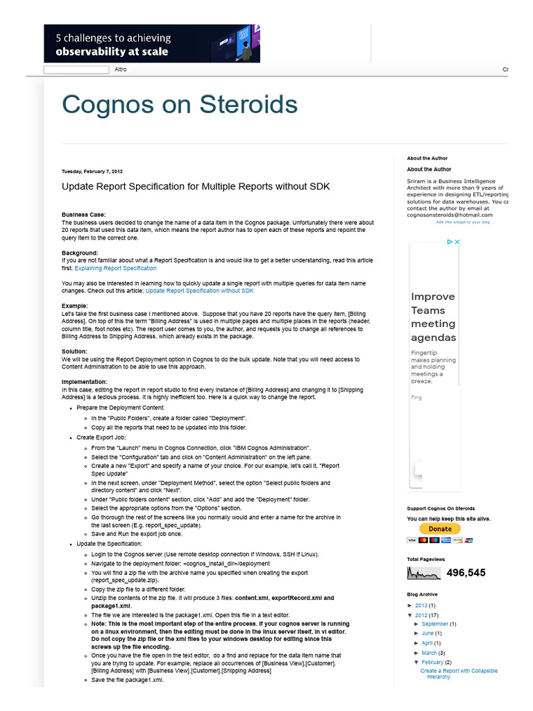 Bulk Update Cognos Report Specifications | PDF | Computer File | Zip ...