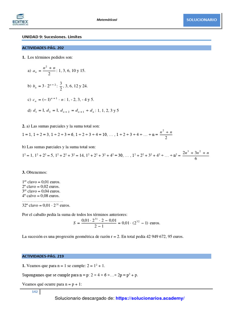 Solucionarios.Academy - Matemáticas 1 Bachillerato Editex 9 | PDF | Matemática Elemental ...