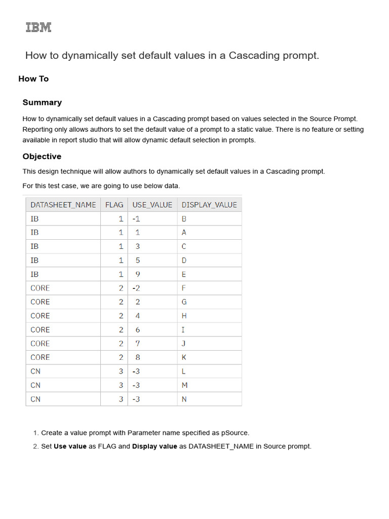 How to dynamically set default values in a Cascading prompt_ | PDF