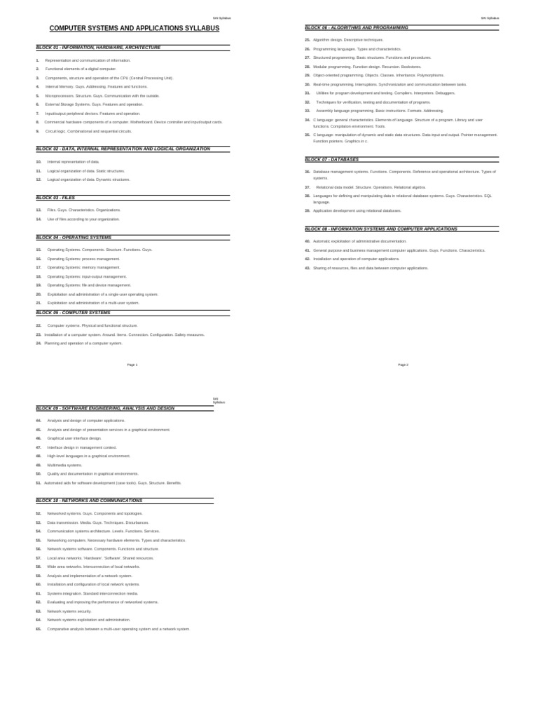 Syllabus For Computer Systems and Applications | PDF | Computer ...