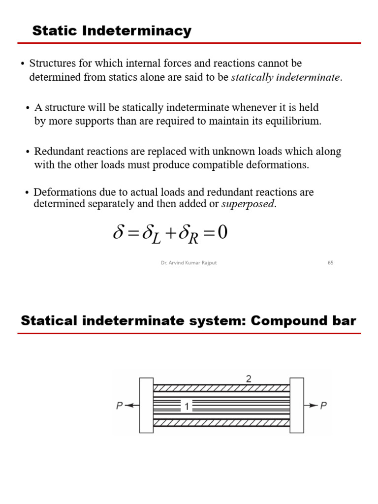 Static Indeterminacy: Statically Indeterminate | PDF | Deformation ...
