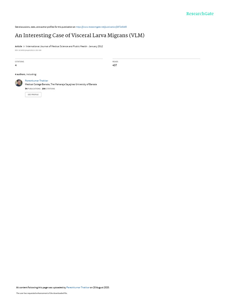 An Interesting Case of Visceral Larva Migrans VLM | PDF | Human Diseases And Disorders ...