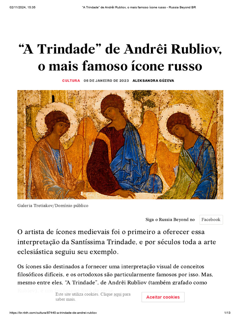 "A Trindade" de Andrêi Rubliov | PDF | Trindade | Ícone