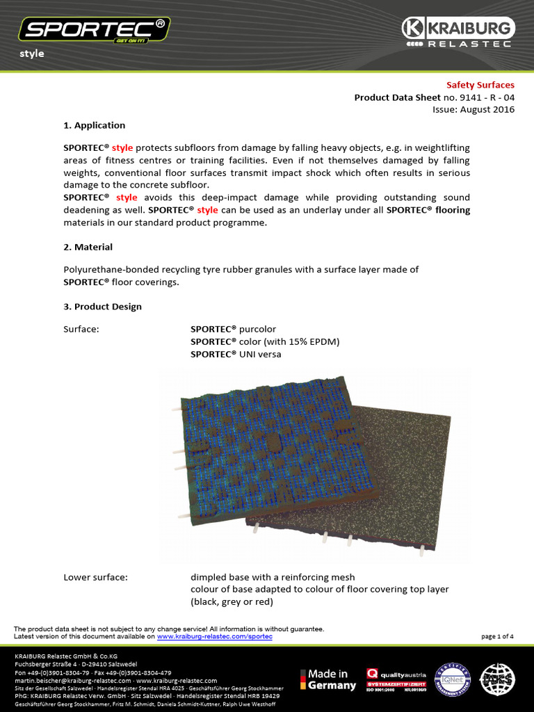 Product Data Sheet - Sportec Style | PDF | Mechanical Engineering ...