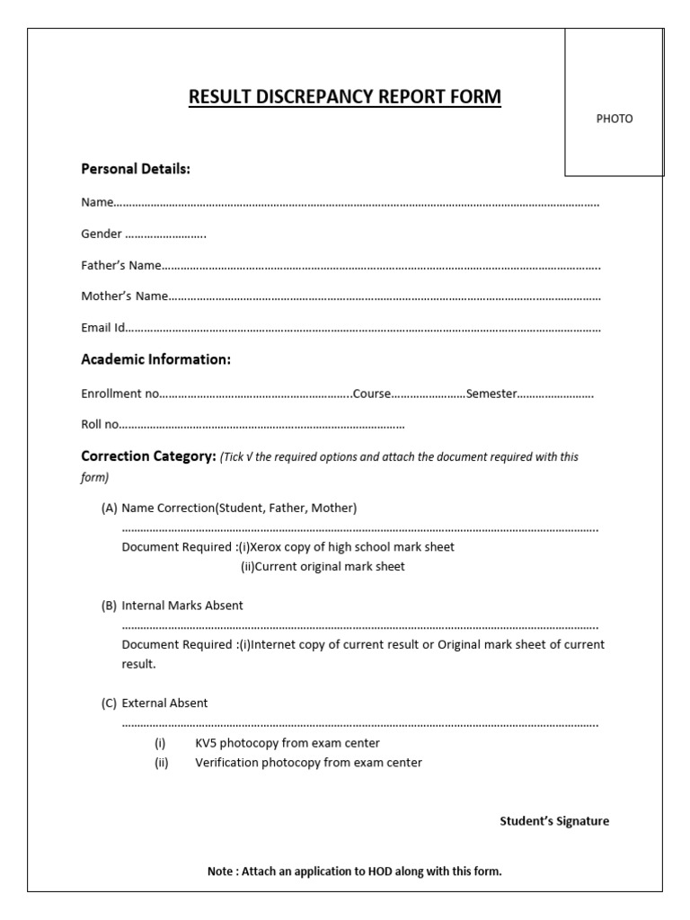 Marks Correction Application Form | PDF