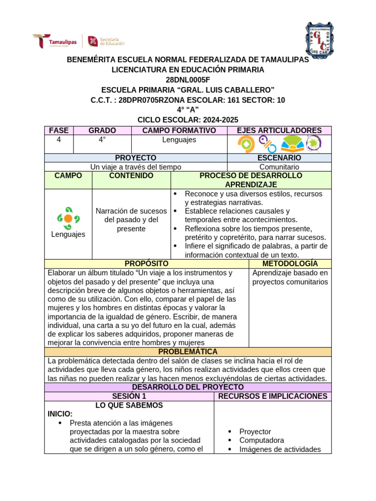 Planeación. Un viaje a través del tiempo | PDF | Educación primaria ...