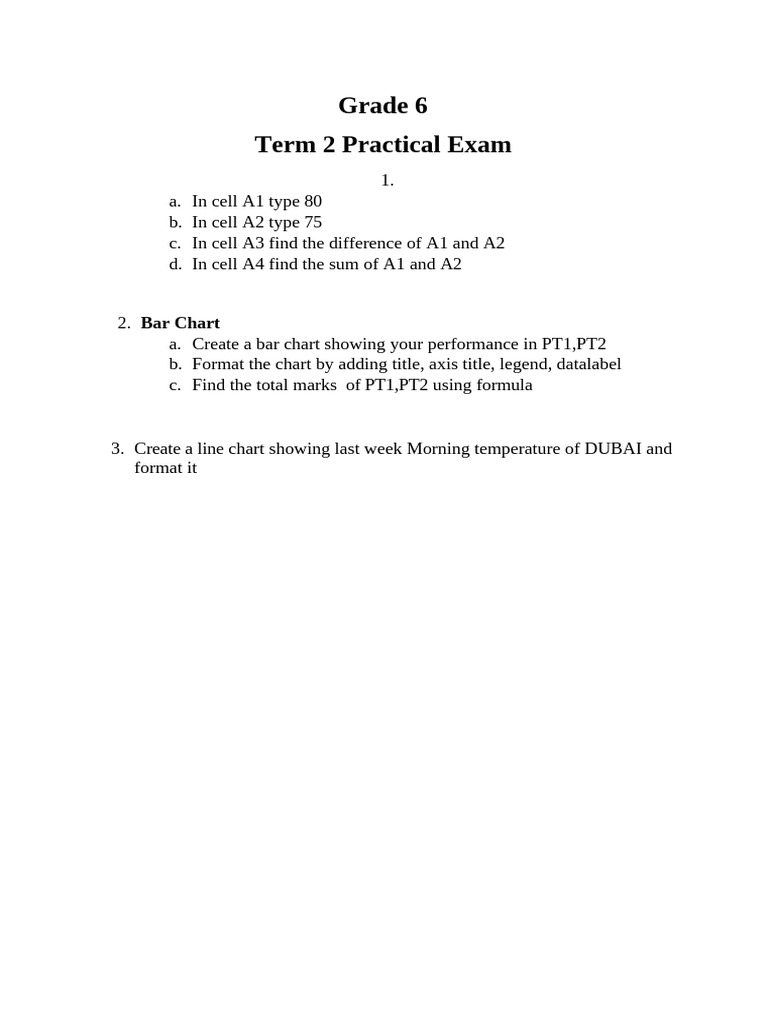 Grade 6 Term 2 Practical Exam Guide | PDF