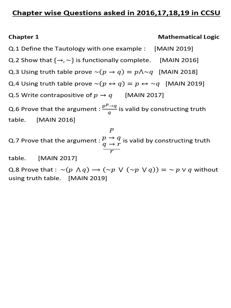 Chapter Wise CCSU Questions - Advanced Discrete Mathematics | PDF | Vertex (Graph Theory ...