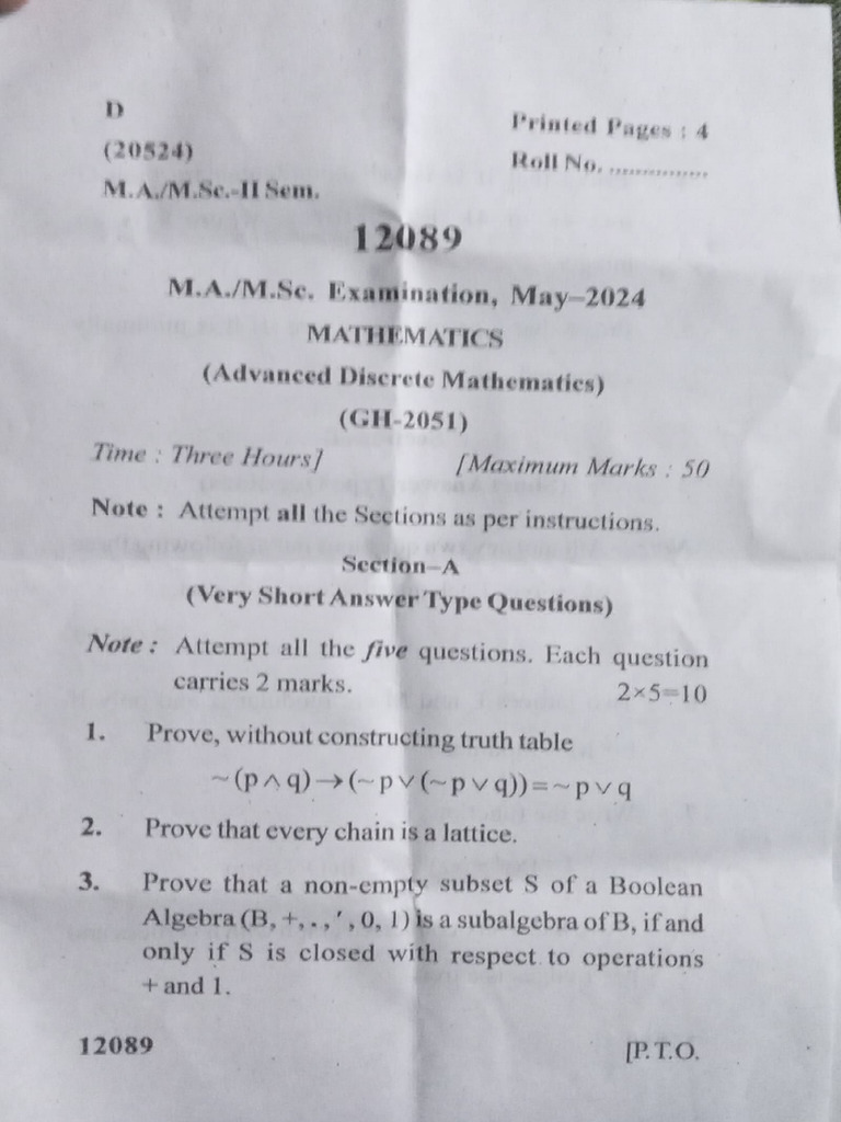 Discrete Mathematics Sem2 | PDF | Discrete Mathematics | Mathematical Relations