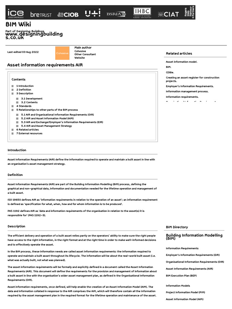 Asset Information Requirements AIR - Designing Buildings | PDF | Building Information Modeling ...