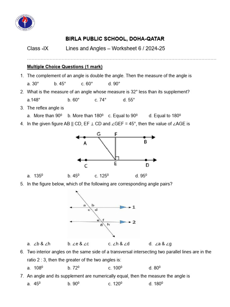 LInes and Angles | PDF | Angle | Classical Geometry