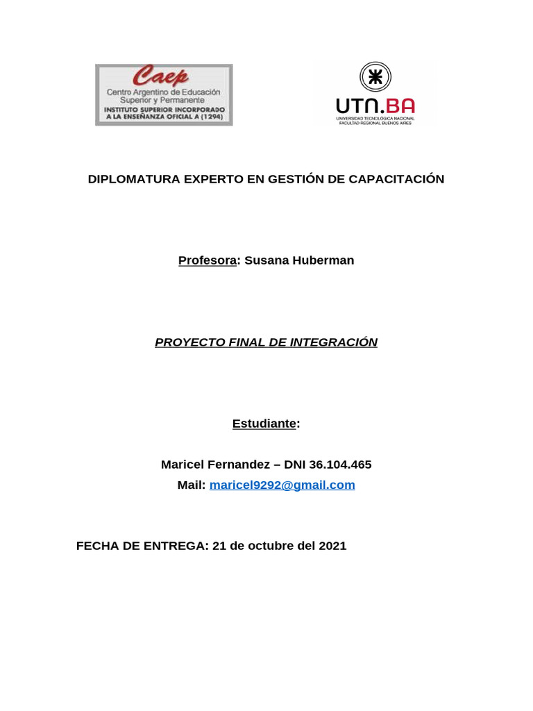 Fernandez Maricel - PIF | PDF | Evaluación | Aprendizaje