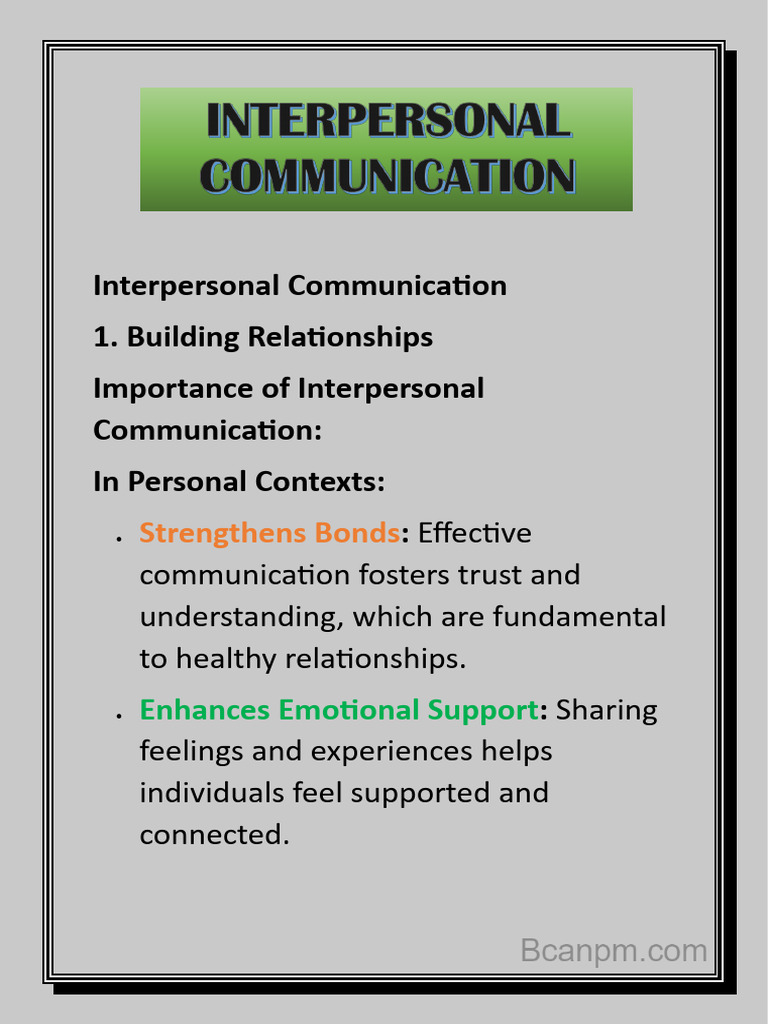 Interpersonal Communication Note | PDF | Conflict Resolution ...