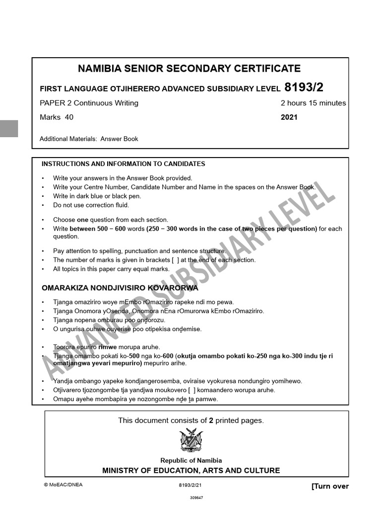 AS - First Language Otjiherero Paper 2 8193-2 First Proof 27.04.2021 ...