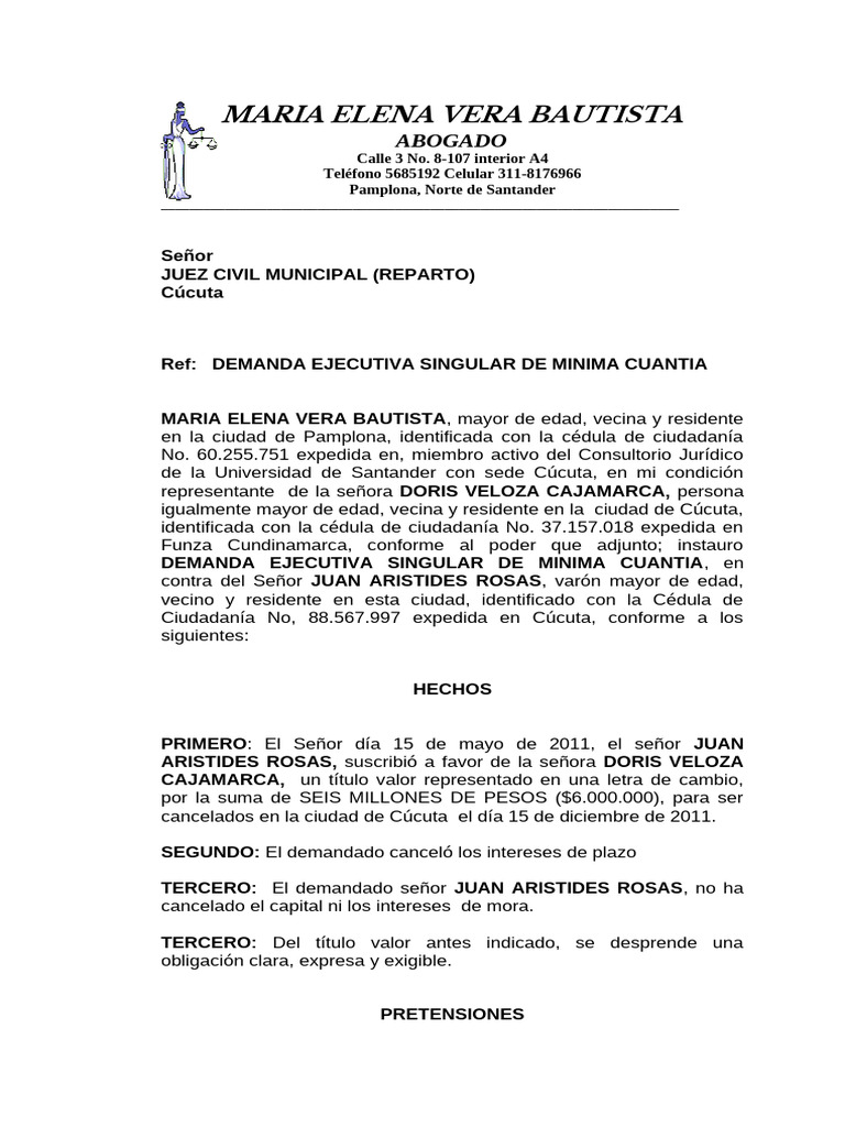 Demanda ejecutiva 1 inad. 20 (1) | PDF | Demanda judicial | Justicia Demanda ejecutiva 1 inad. 20 (1) | PDF | Demanda judicial | Justicia