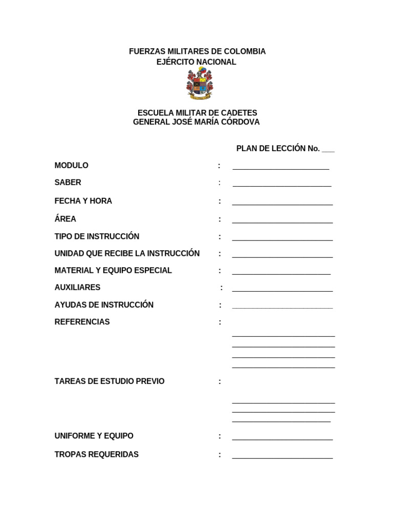 Plantilla Planes de Leccion | PDF | Militar