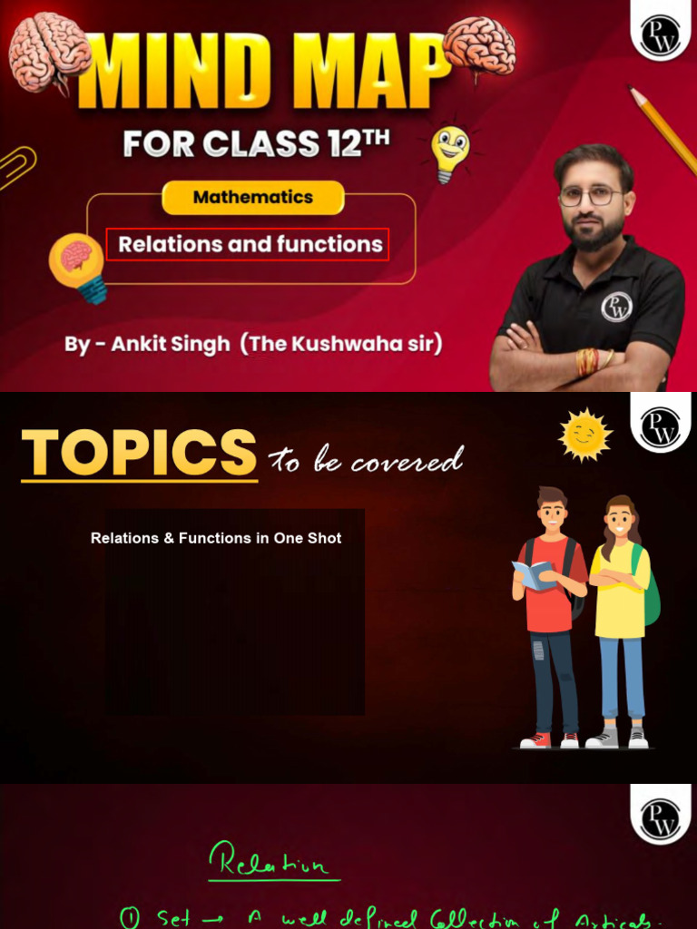 Relations and Functions - Class Notes - Class 12th Mind Map Series | PDF