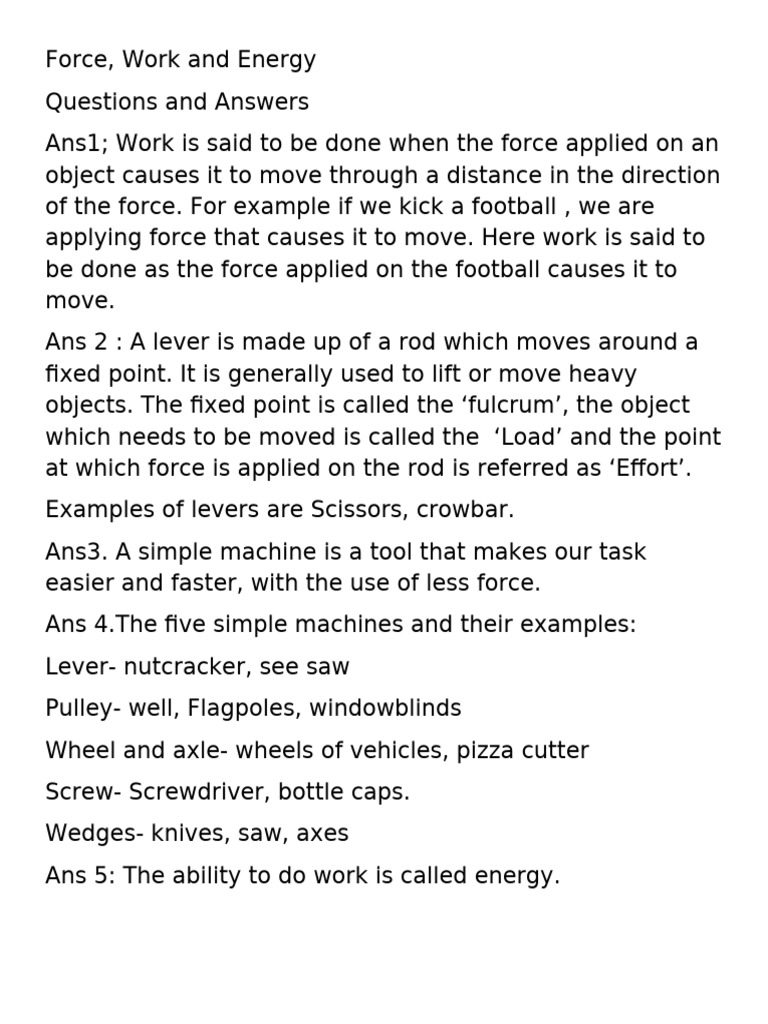 Basics of Force and Simple Machines | PDF