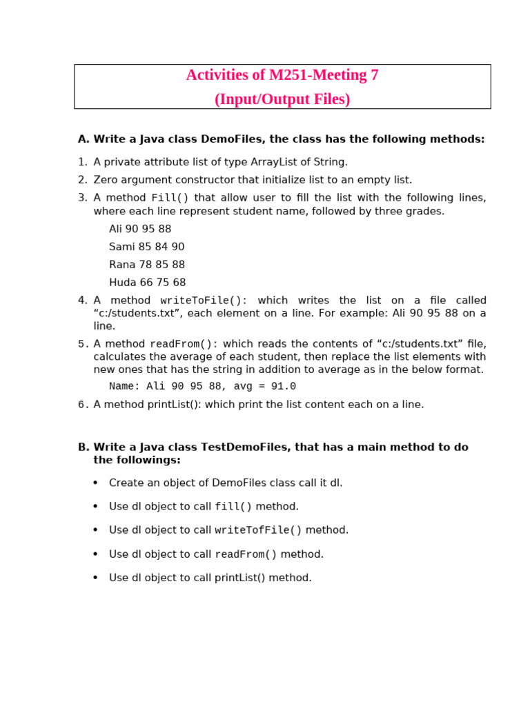 M251 Meeting 7 Activity | PDF