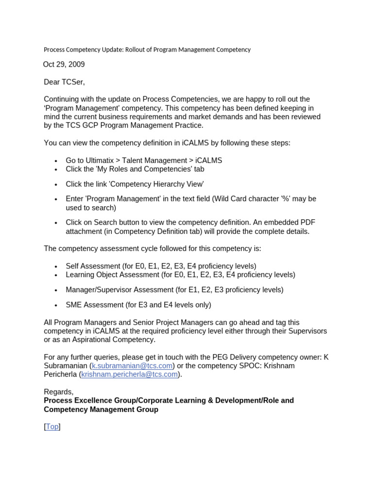 Program Management Competency Rollout | PDF