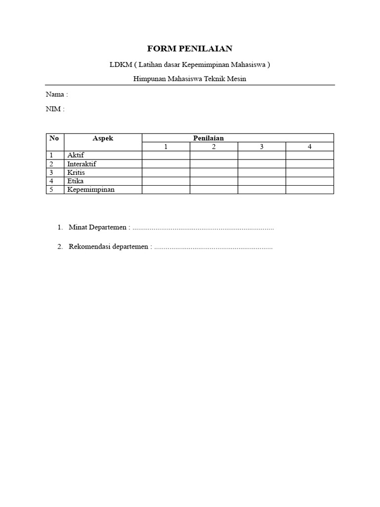 Form Penilaian | PDF