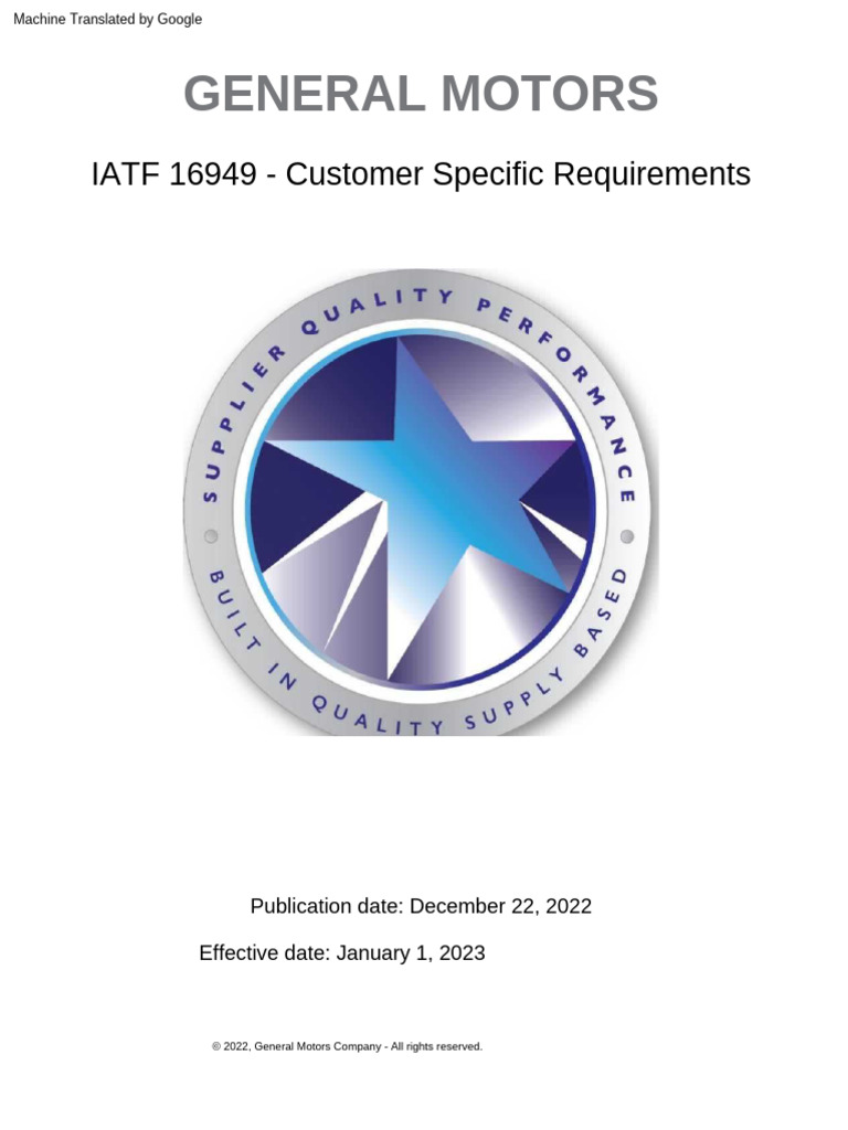 IATF-16949-GM-CSR-Jan-2023 (1) | PDF | Audit | Quality Management