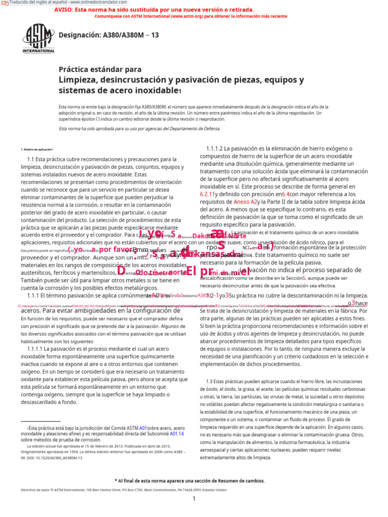 ASTM A380 A380M 13 - Compress - En.es | PDF | Acero | Acero inoxidable