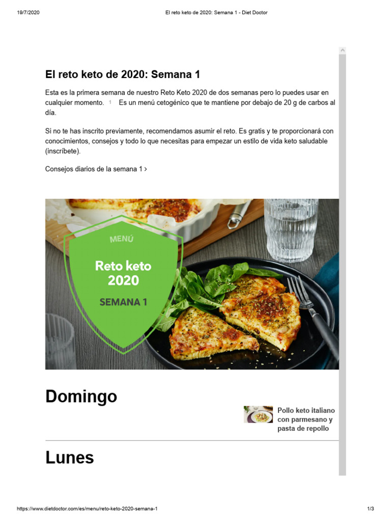 El Reto Keto 2020 - Semana 1 - Diet Doctor | PDF | Alimentos preparados ...