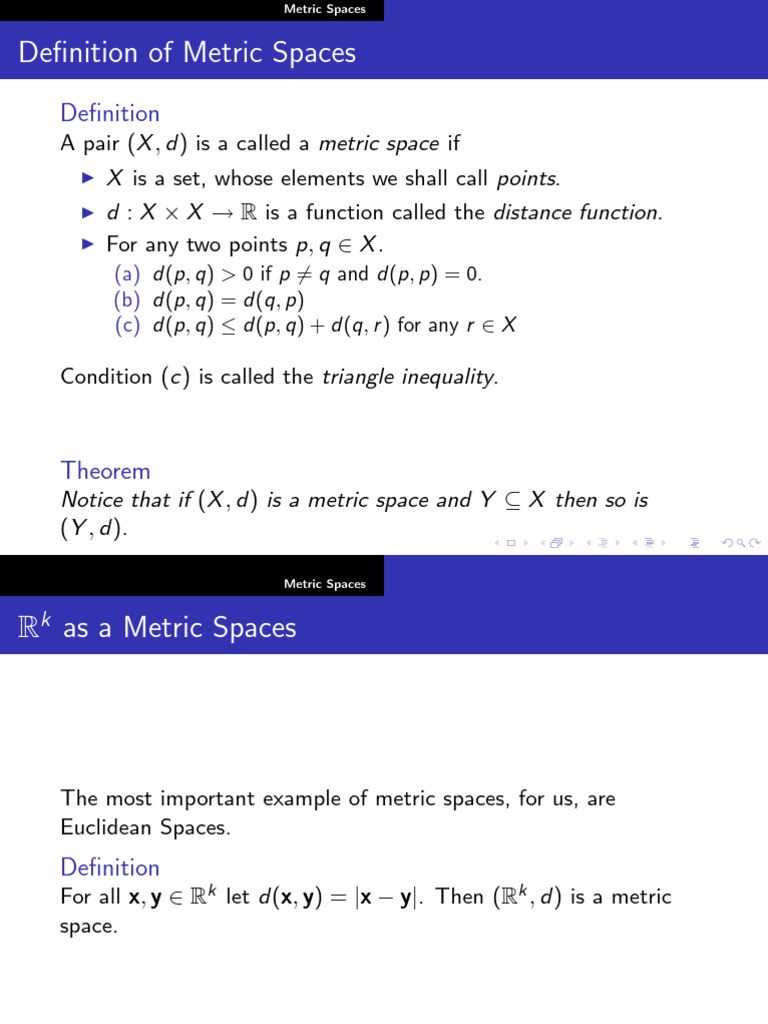 harvard metric slides 1 | PDF | General Topology | Space (Mathematics)
