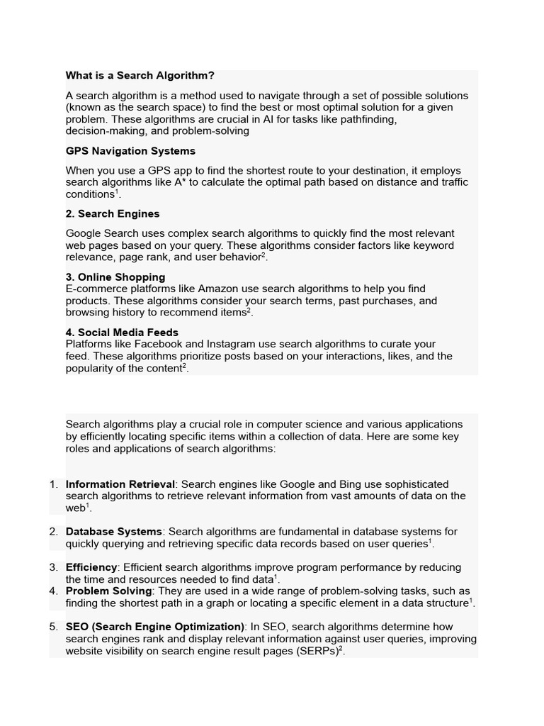 What Is A Search Algorithm | PDF | Computing | Applied Mathematics
