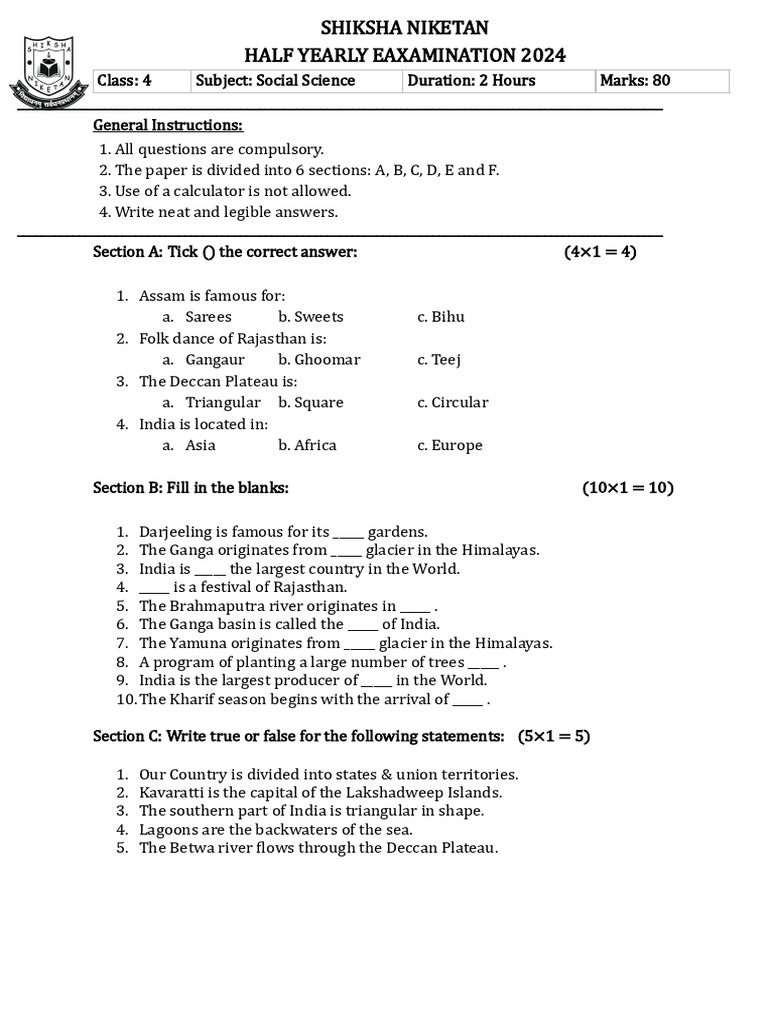 Class 4 SST (HY) | PDF | Himalayas